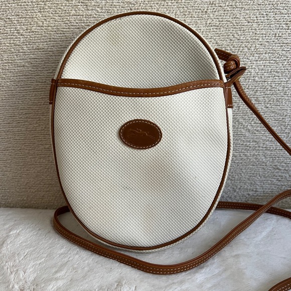 Longchamp | Bags | Vintage Longchamp Off White Coated Canvas Crossbody ...